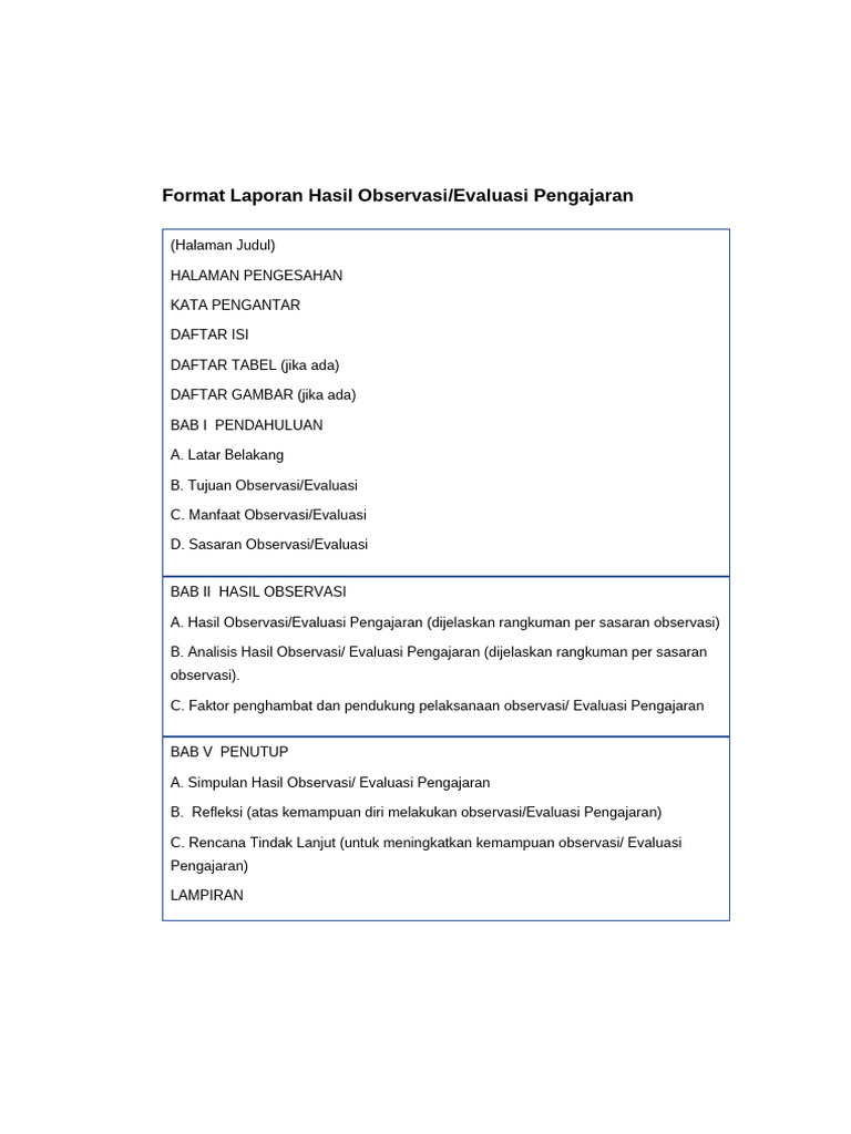 Format Laporan Hasil Observasi | PDF