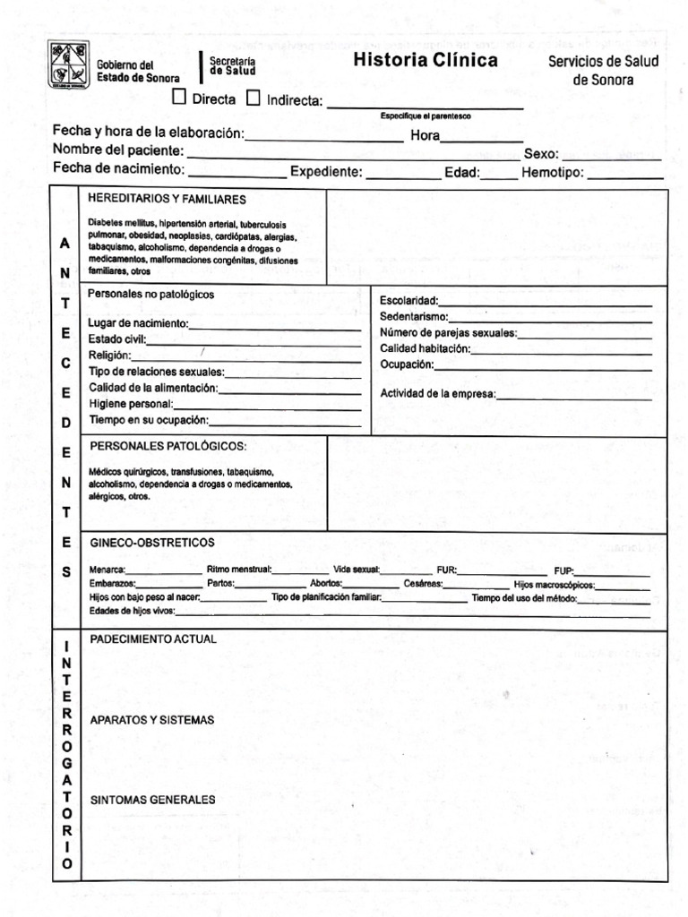 Formato Historia Clínica | PDF