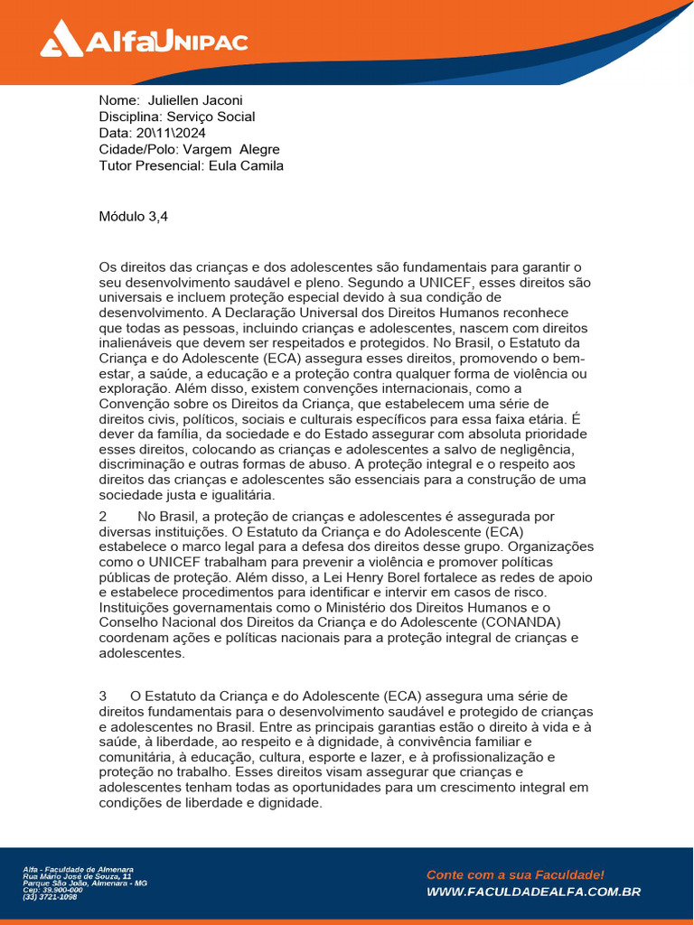 MODELO ATIVIDADE - Módulo 3,4 | PDF | Violência | Adolescência