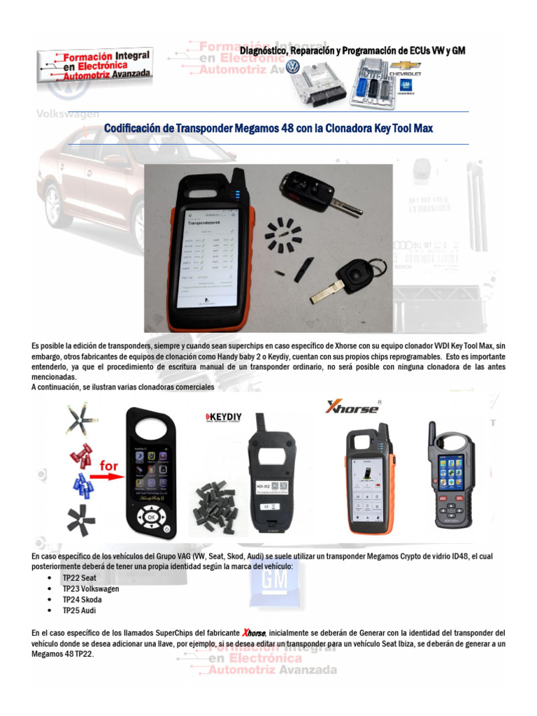 CLASE 20 Edición de Transponders ID48 Con Key Tool Max | PDF ...