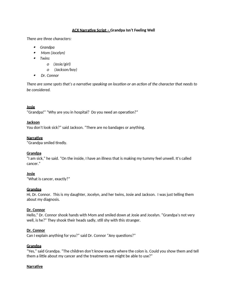 ACX Narrative Script - Cancer Story | PDF