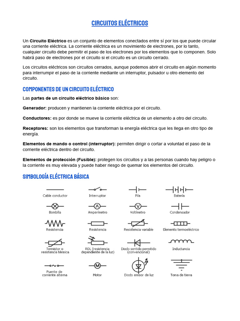 Componentes y Tipos de Circuitos Eléctricos | PDF | Ciencia y matemáticas