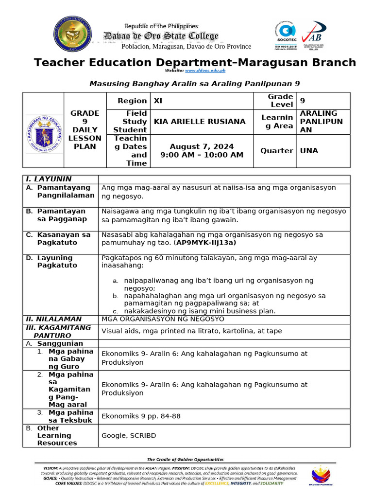 DEPED 7es TAGALOG SOCIAL STUDIES LP VALIDATED Checked 1 | PDF