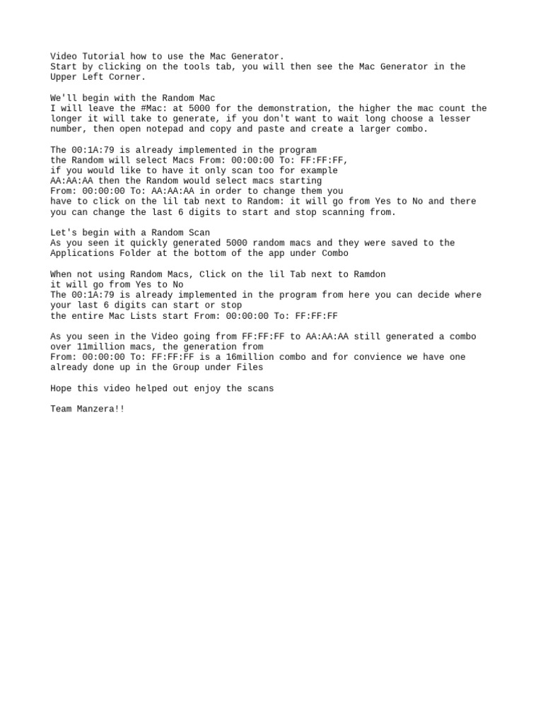 Mac Generator Tutorial | PDF