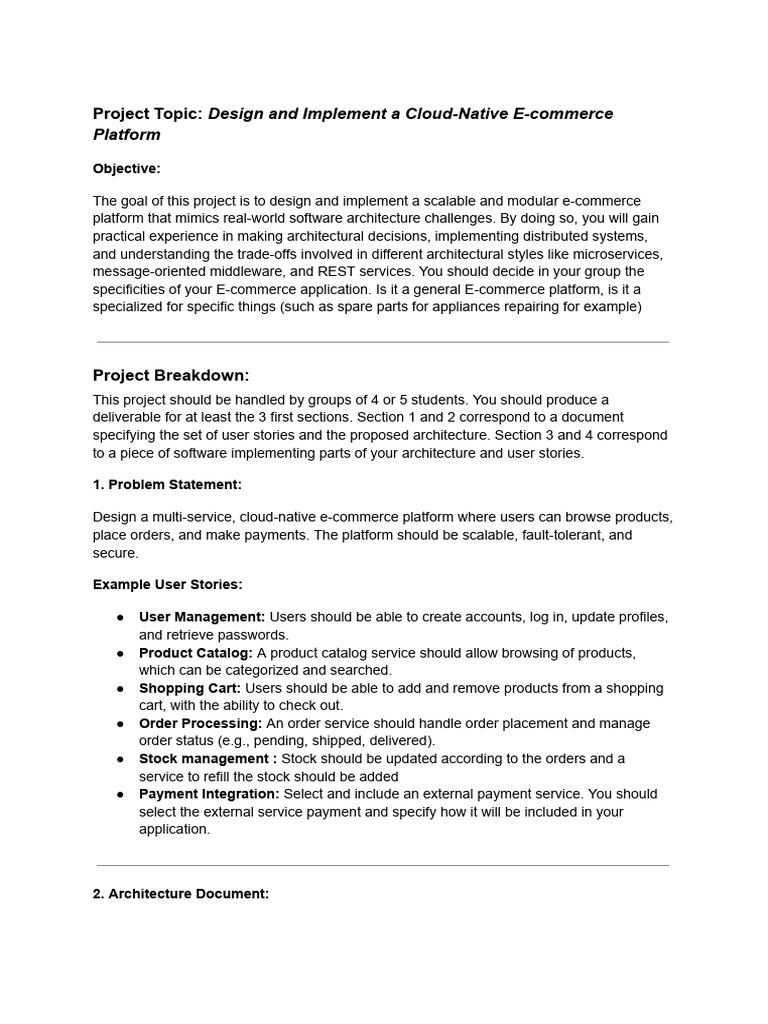 Project Topic - Design and Implement A Cloud-Native E-Commerce Platform | PDF | Computing ...
