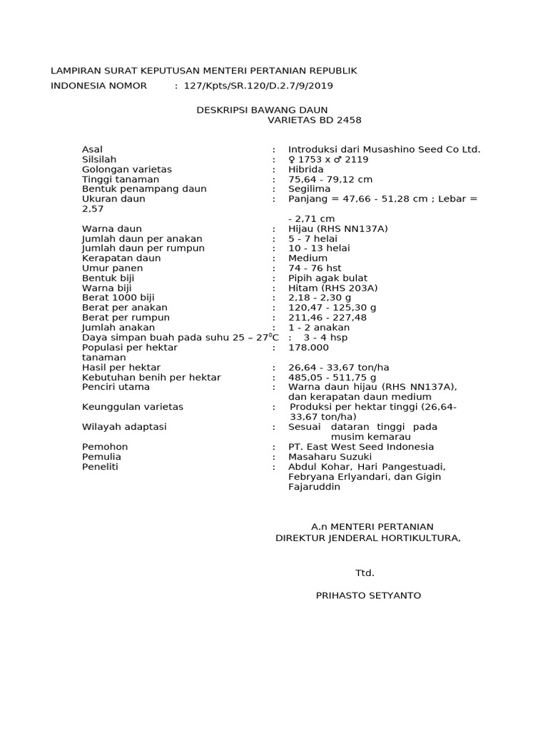 Deskripsi Varietas Tanaman | PDF