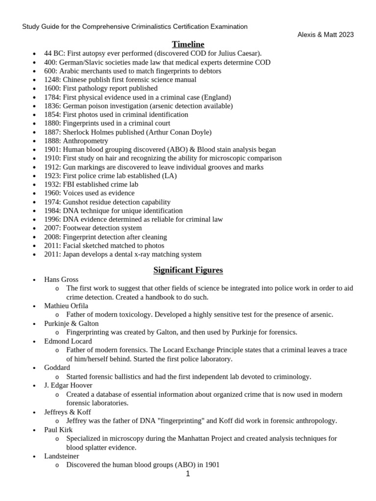 Forensic Science Study Guide | PDF | Cell (Biology) | Isomer