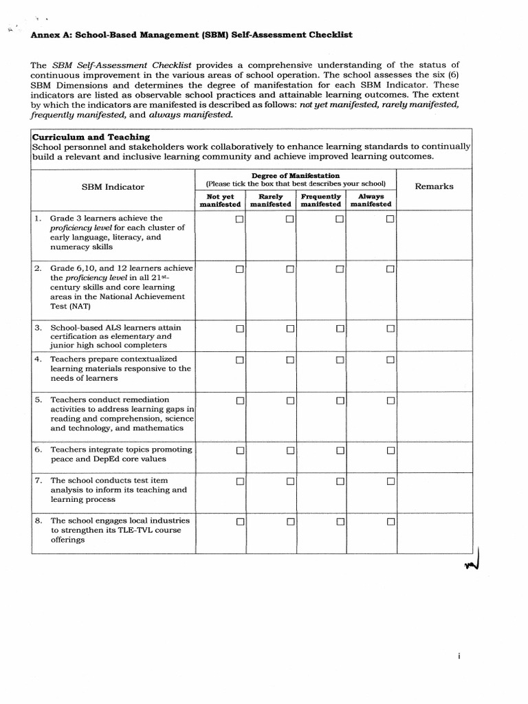SBM Assessment Tool | PDF