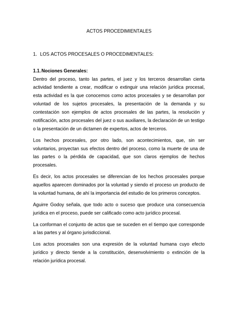 Actos Procedimentales | PDF | Ley procesal | Jurisdicción
