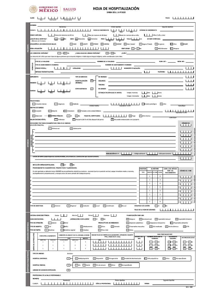 Hoja de Hospitalizacion | PDF