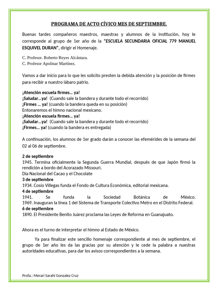 Programa de Acto Civico | PDF | Ciencias sociales | Historia