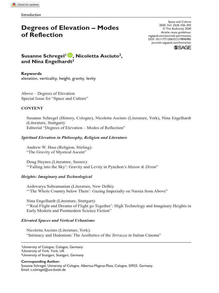 Schregel Et Al 2020 Degrees of Elevation Modes of Reflection | PDF ...