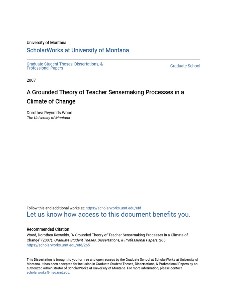 A Grounded Theory of Teacher Sensemaking Processes in A Climate o | PDF ...