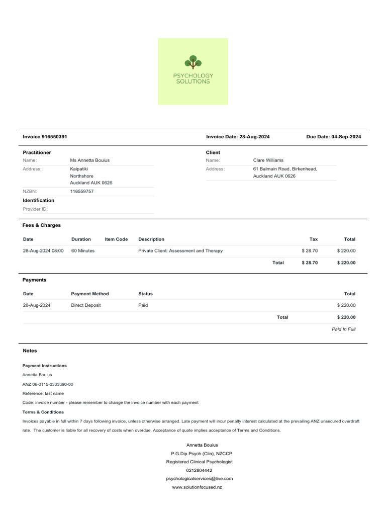 Annetta Invoice August | PDF | Government Finances | Taxes