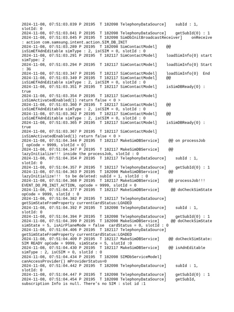 SIM Database Initialization Log | PDF | System Software | Android (Operating System)
