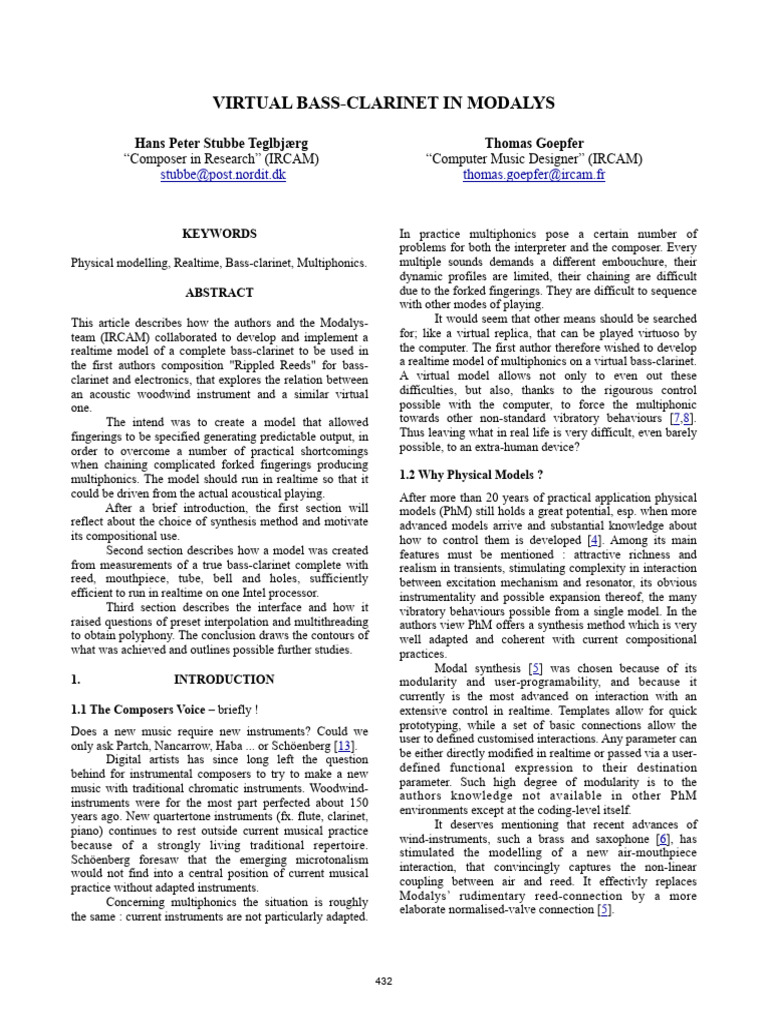 Virtual Bass Clarinet Development | PDF | Harmonic