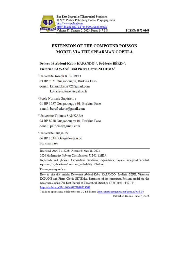 Extension of The Compound Poisson Model Via The Spearman Copula | PDF ...