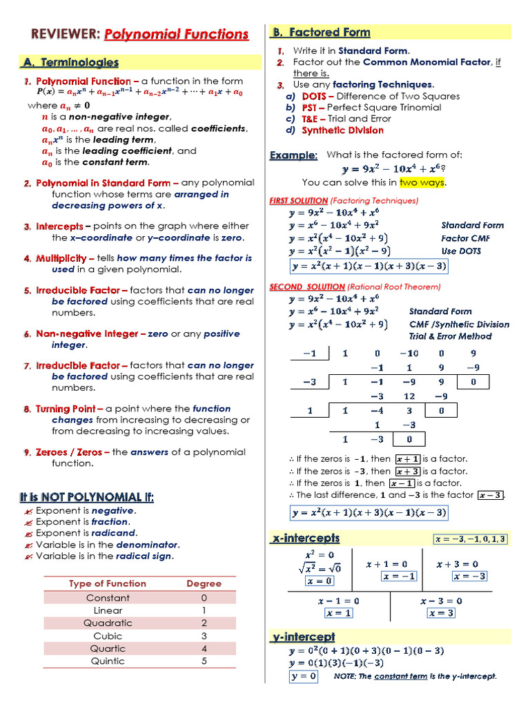 Reviewer For Poly Function | PDF | Factorization | Polynomial