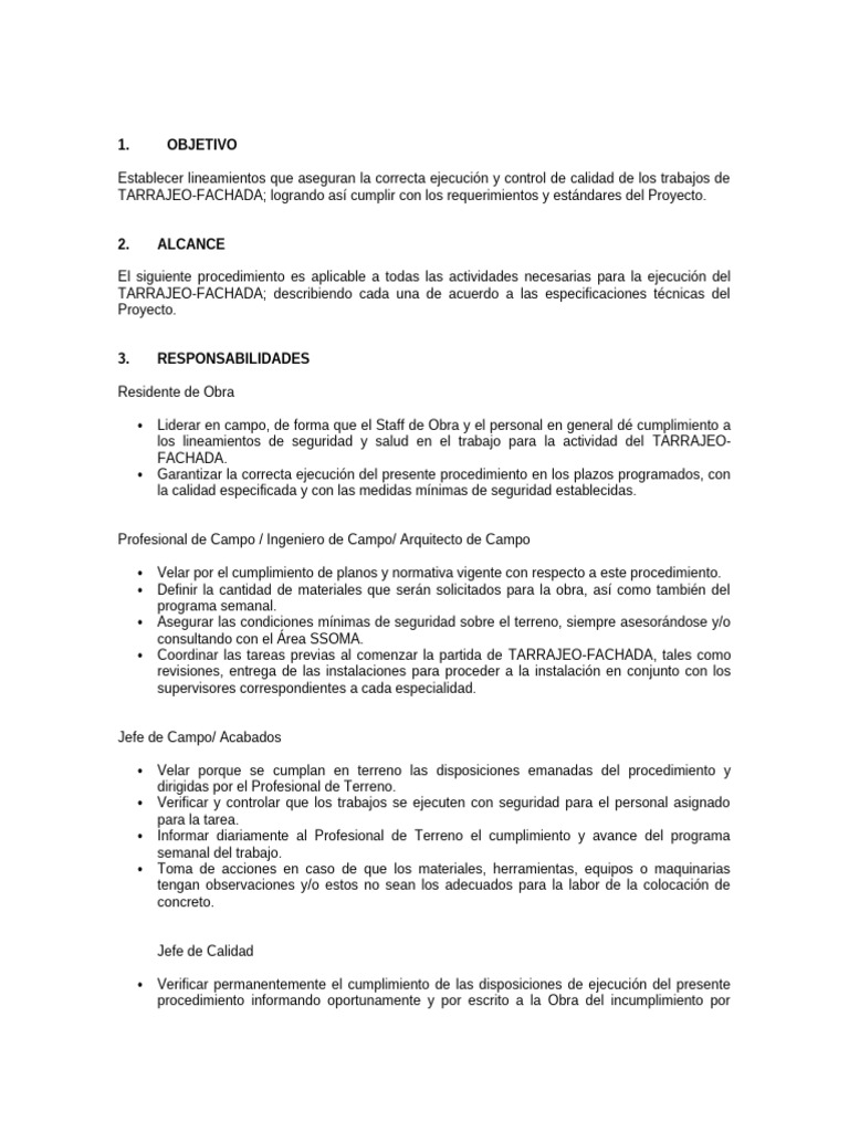 PR - 007 - Procedimiento de Tarrajeo Fachada | PDF | Mortero ... PR - 007 - Procedimiento de Tarrajeo Fachada | PDF | Mortero ...