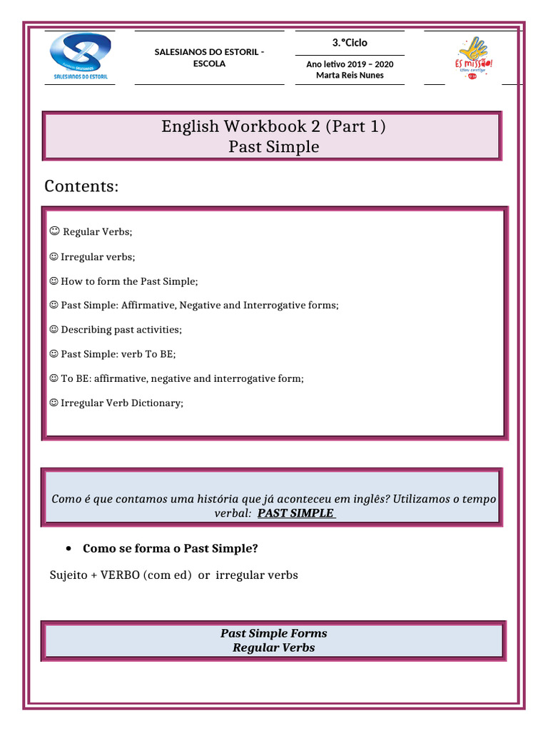 Past Simple Workbook 2 Part 1 | PDF | Linguistic Typology | Grammar