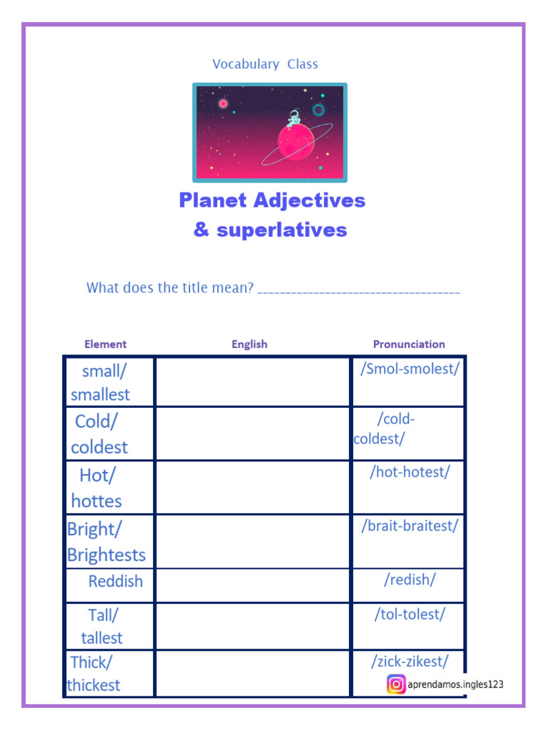 Solar System-Planets Adjectives | PDF | Home & Garden