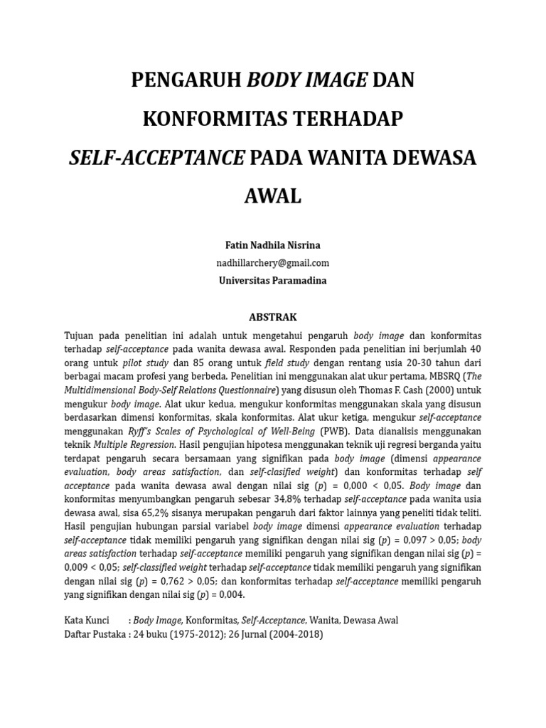 Pengaruh Body Image Dan Konformitas Terh | PDF