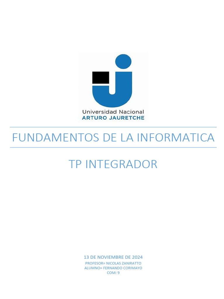 Fundamentos de La Informatica TP Integrador | PDF | Informática
