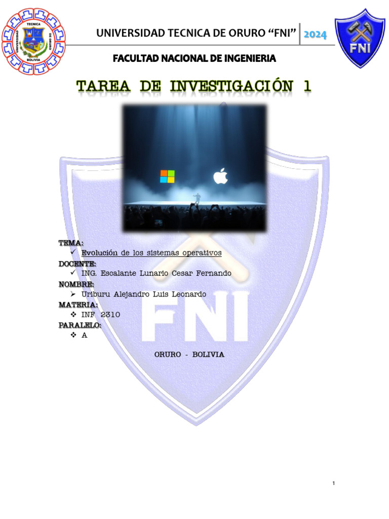 Tarea de Investigacion 1 - Inf2310 | PDF | Interfaces gráficas de usuario | Sistema operativo