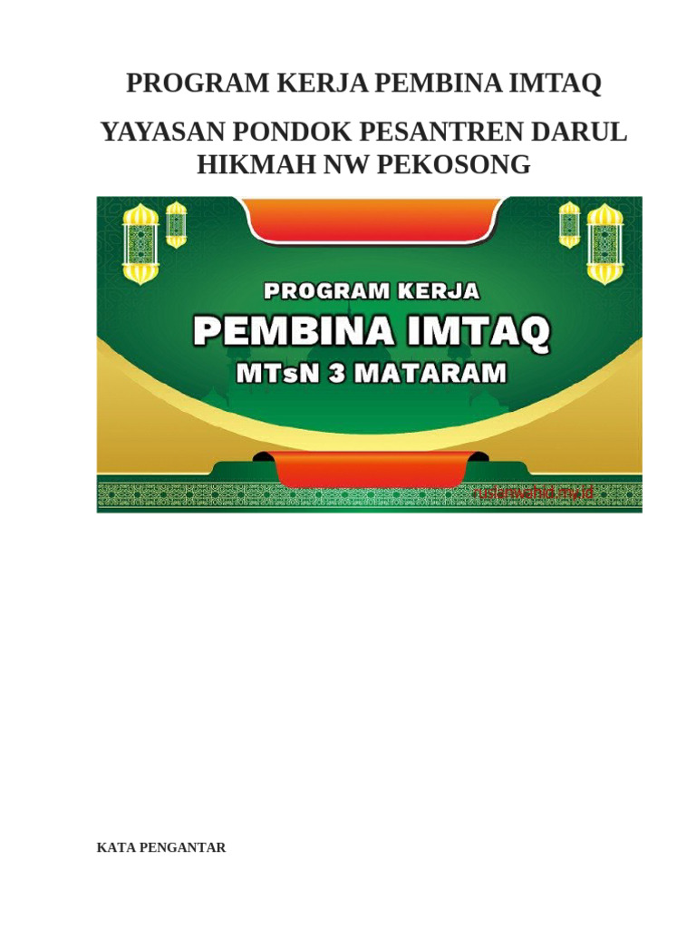 Program Kerja Pembina Imtaq | PDF