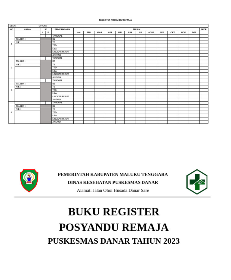 Resgister Posyandu Remaja | PDF