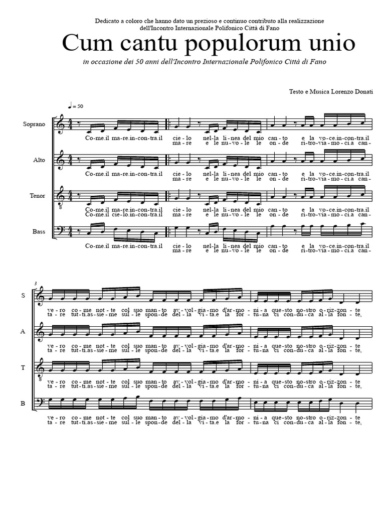 Lorenzo Donati - Cum Cantu Populorum Unio SATB | PDF