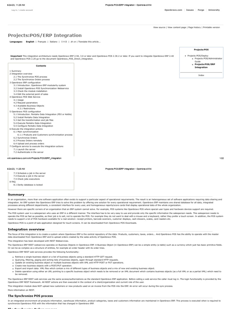 Projects - POS - ERP Integration - OpenbravoWiki | PDF | Point Of Sale | Enterprise Resource ...