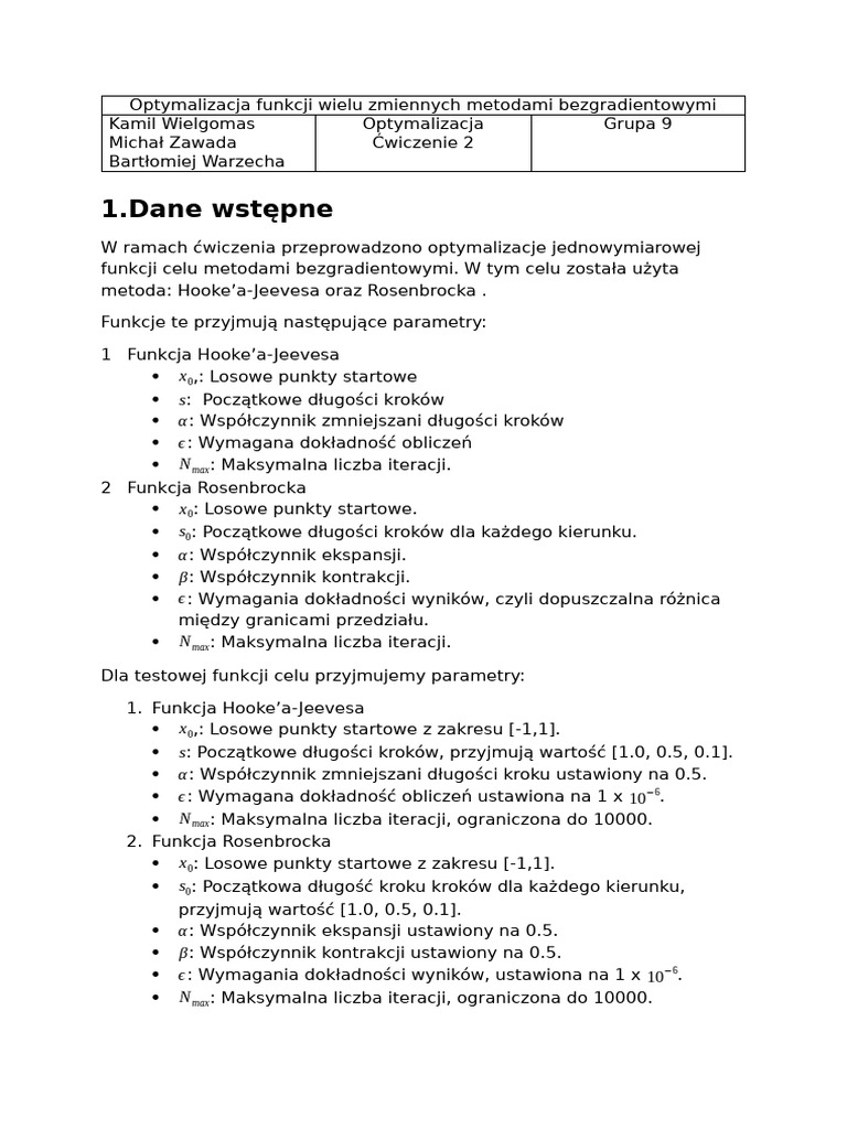 Optymalizacja Funkcji Wielu Zmiennych Metodami Bezgradientowymi | PDF Optymalizacja Funkcji Wielu Zmiennych Metodami Bezgradientowymi | PDF