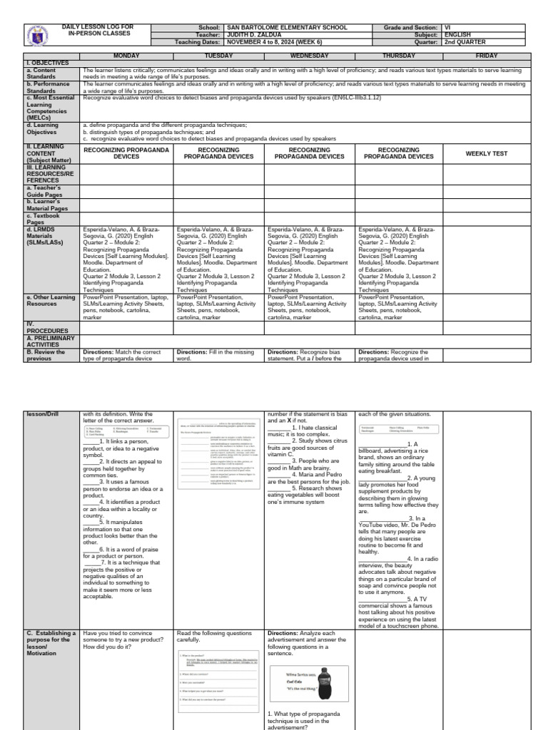 Q2_ENGLISH_DLL_WEEK 6 | PDF | Bias | Propaganda