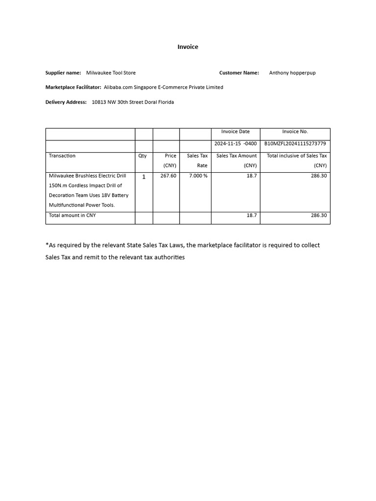 Invoice For Drill | PDF