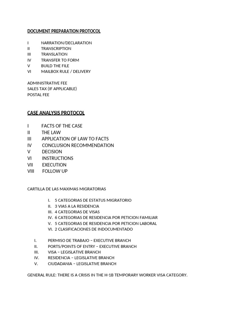 Document Preparation Protocol Formulas | PDF | Social Science | Law