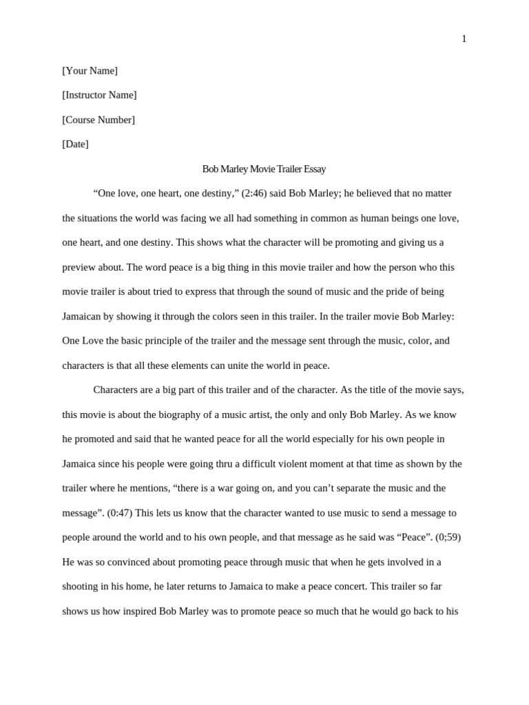 Bob Marley Essay Trailer | PDF | Bob Marley