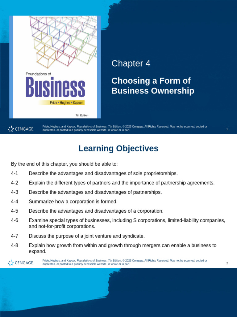 Chapt 4 PPT Notes - Choosing A Form of Business Ownership | PDF | S ...