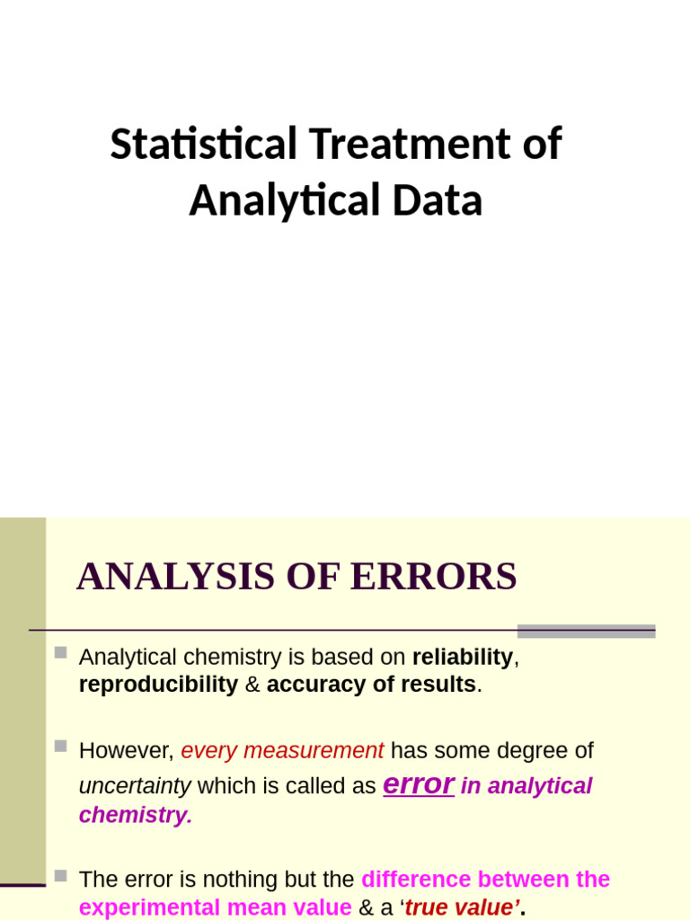 Statistical Treatment of Analytical Data Lecture | PDF | Accuracy And ...