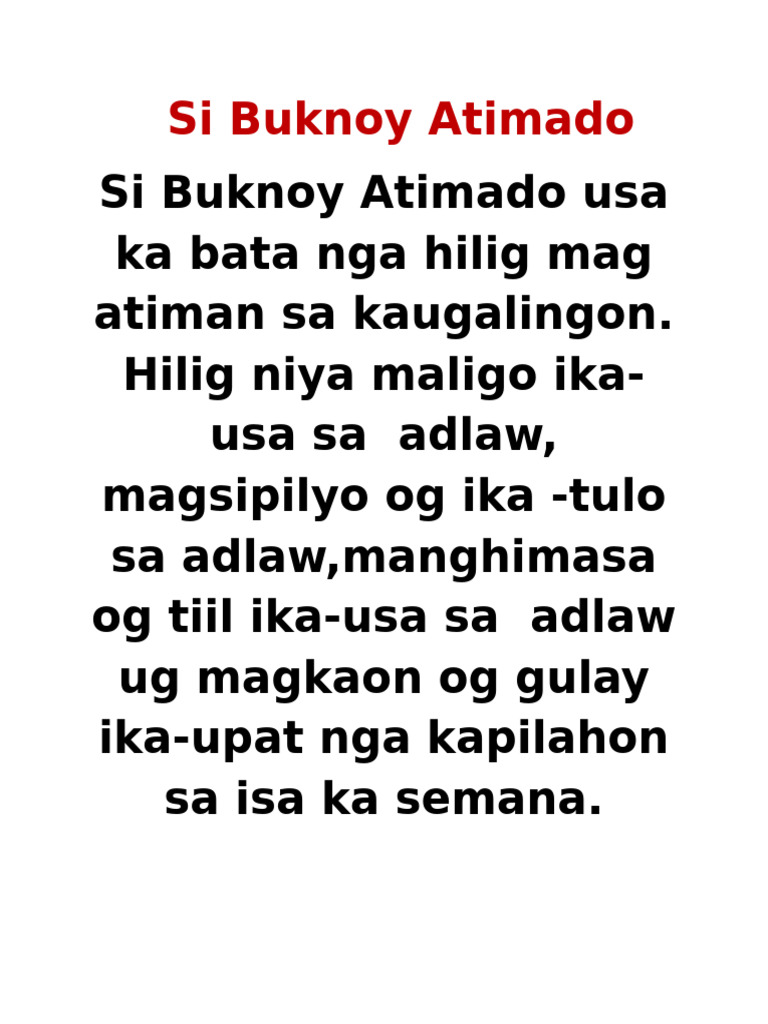 Si Buknoy Atimado | PDF