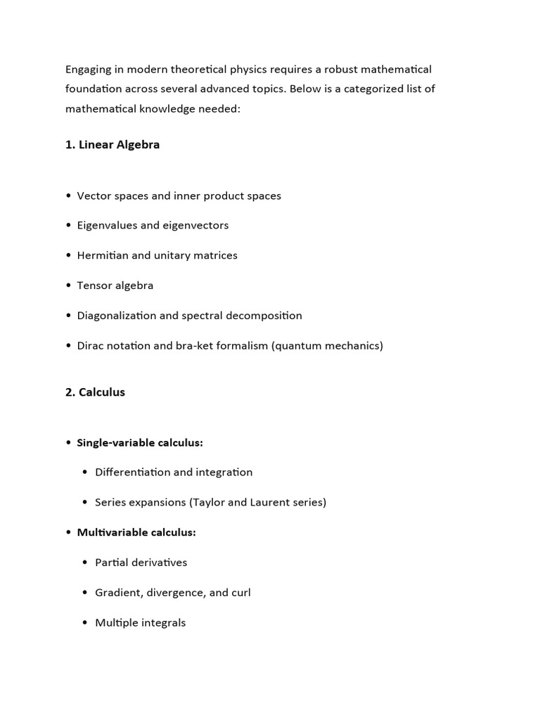 Essential Math for Theoretical Physics | PDF | Tensor | Differential Geometry
