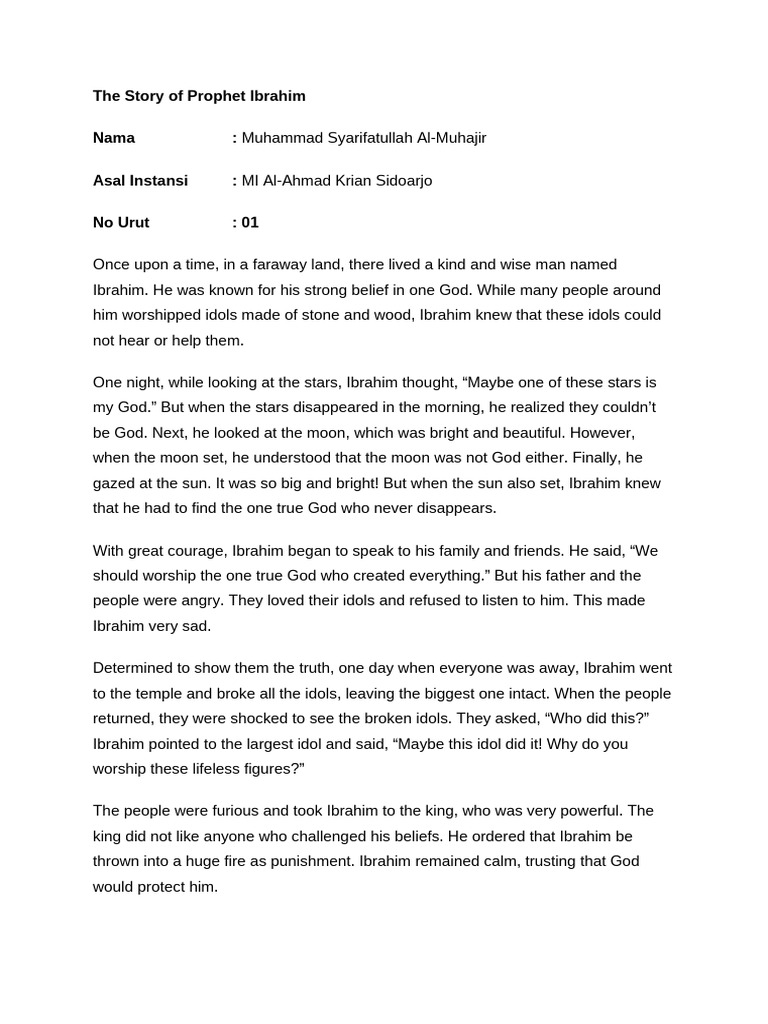 The Story of Prophet Ibrahim (Syarif) | PDF | Faith | God