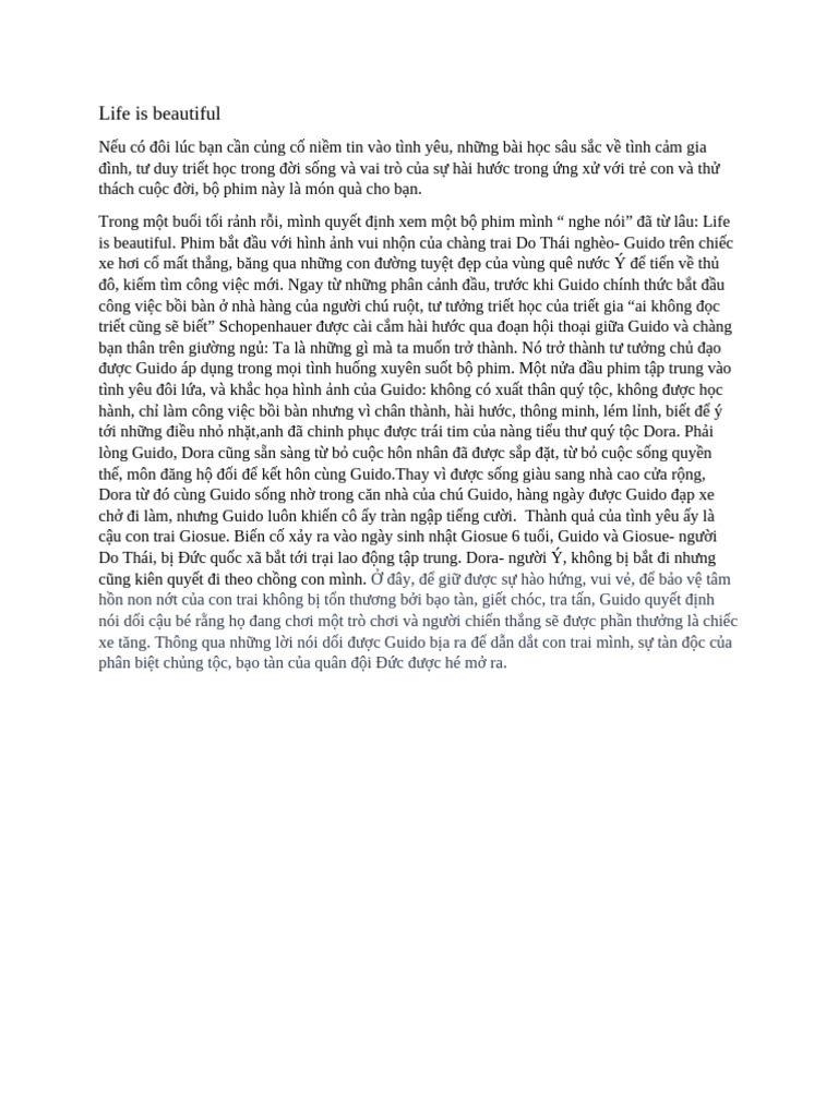 Life Is Beautiful | PDF