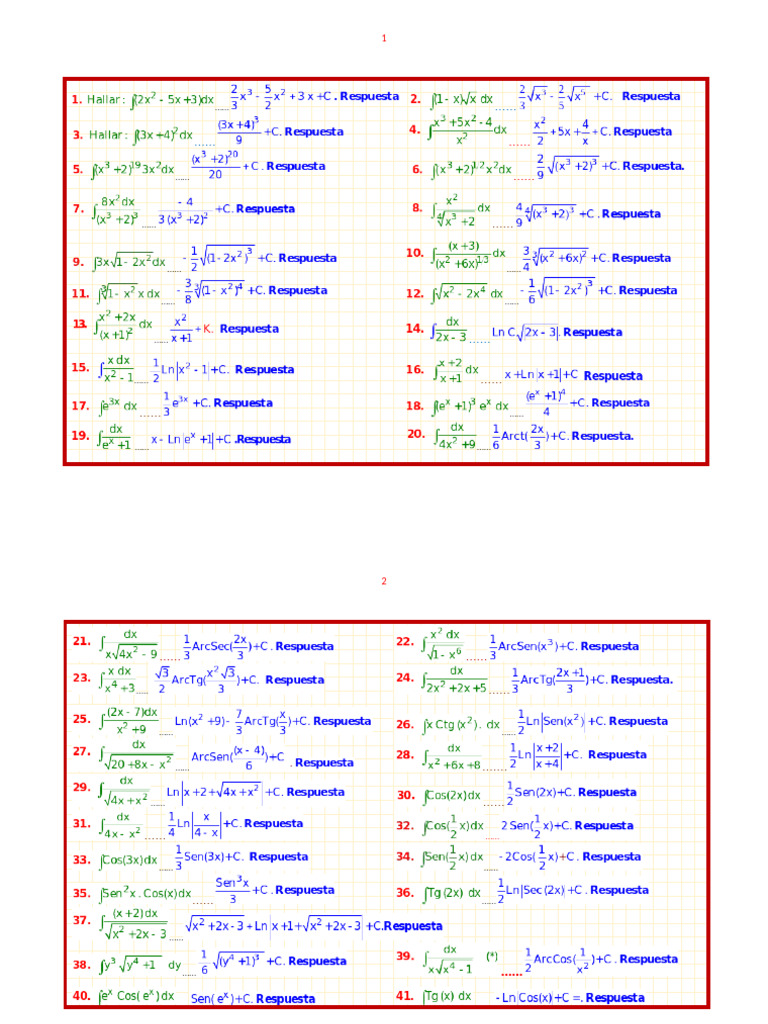 Integrales para Practicar | PDF