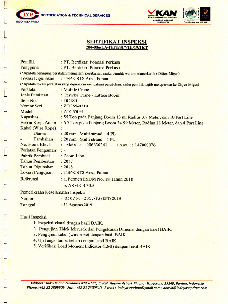 CCL - SKPP Migas 19 No. 200-086 - DC 180 Zoomlion ZCC550H (55 Ton) (ED ...