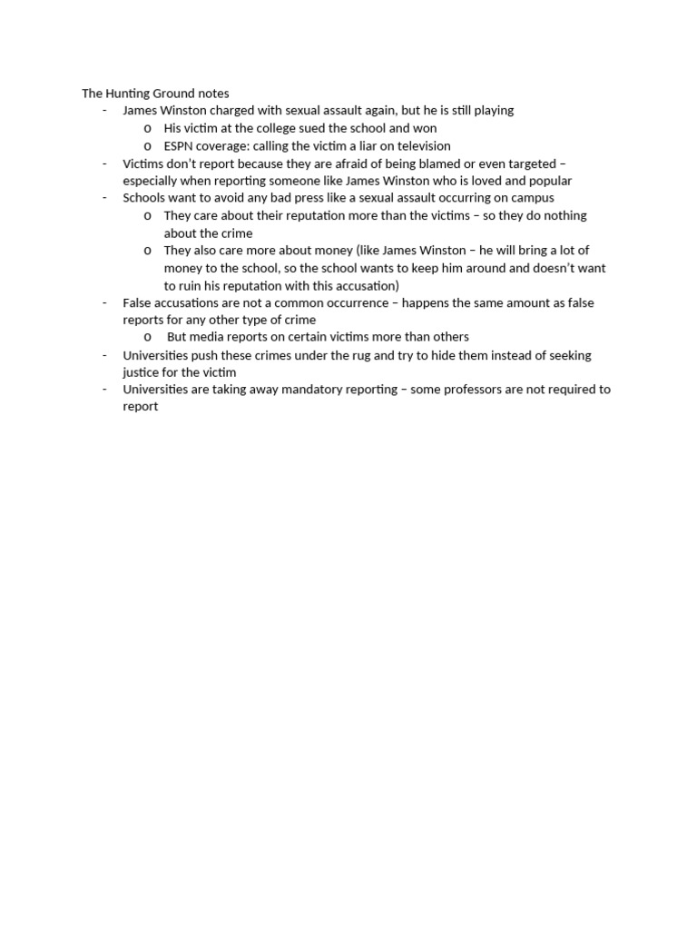 The Hunting Ground Notes | PDF | Social Science | Law