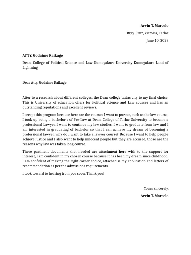College Admission Letter | PDF