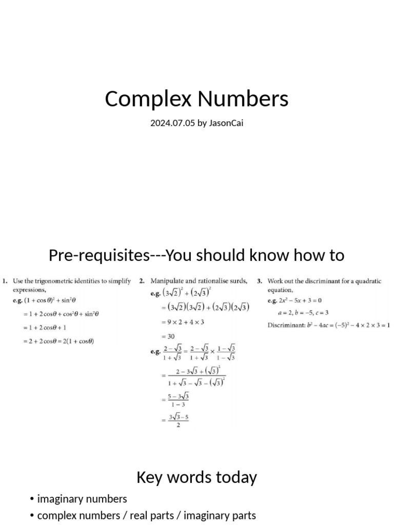 Complex Numbers | PDF