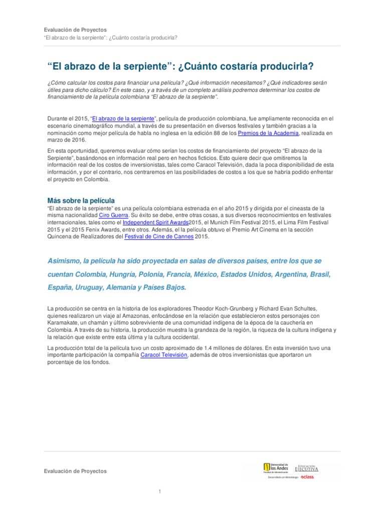 El Abrazo de La Serpiente Cuanto Costaria Producirla-5d56f6600c561 ...