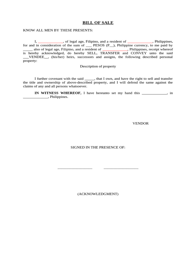 Sale of Personal Property | PDF